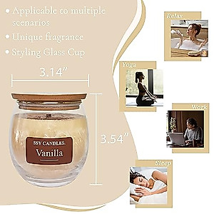 Creamy Vanilla Scented Candle Aromatherapy Glass Jar Candle with Crystals Inside, Fragrance Natural Soy Wax Wooden Wick Candle, 60 Hours Long Burning, Home Decor Gift for Men and Women