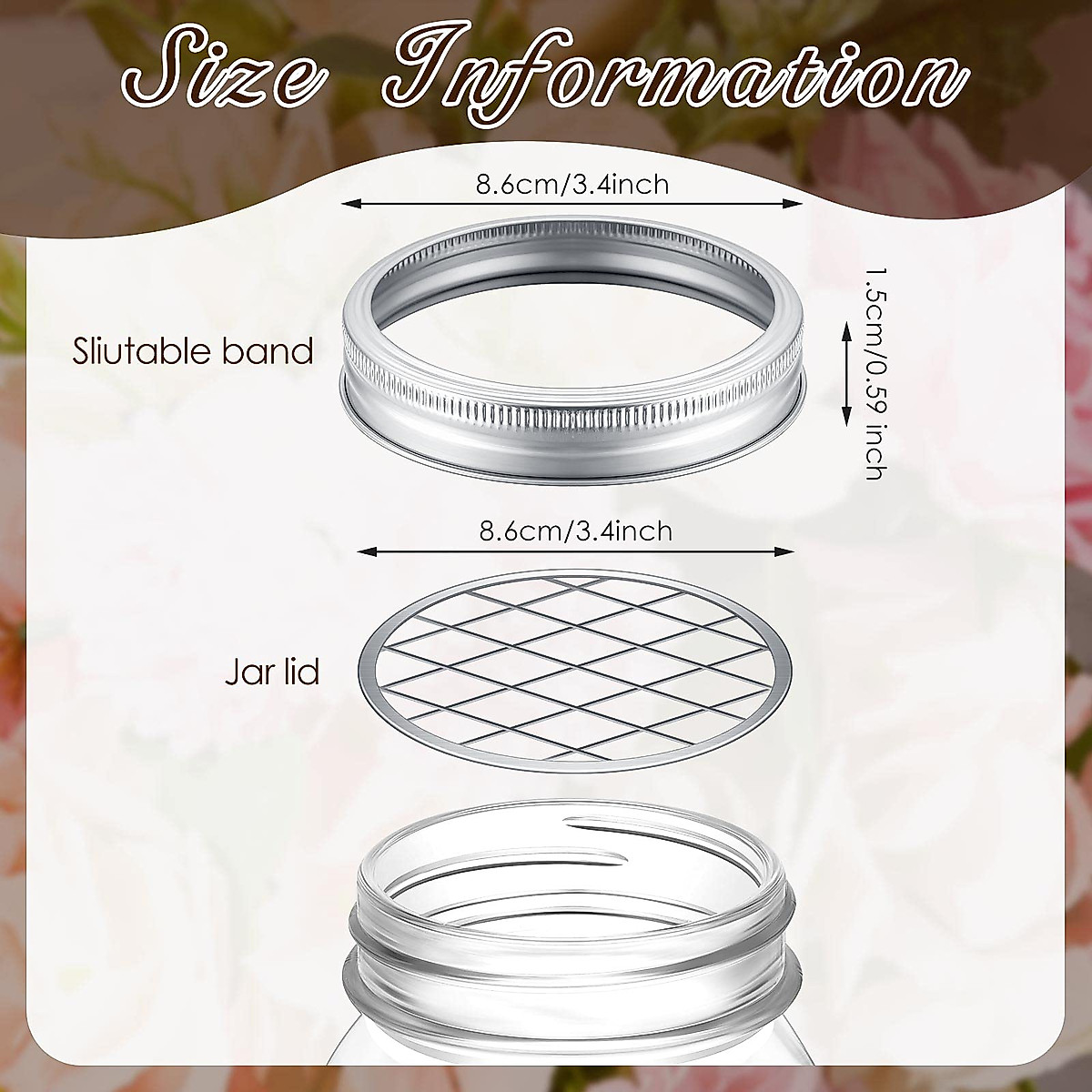 15 Pieces Mason Flower Jar Insert Lid for Wide Mouth Mason Canning Jars Metal Flower Lid Insert Mason Grid Flower Organizer Lid Insert Mason Jar Lids with Straw Hole