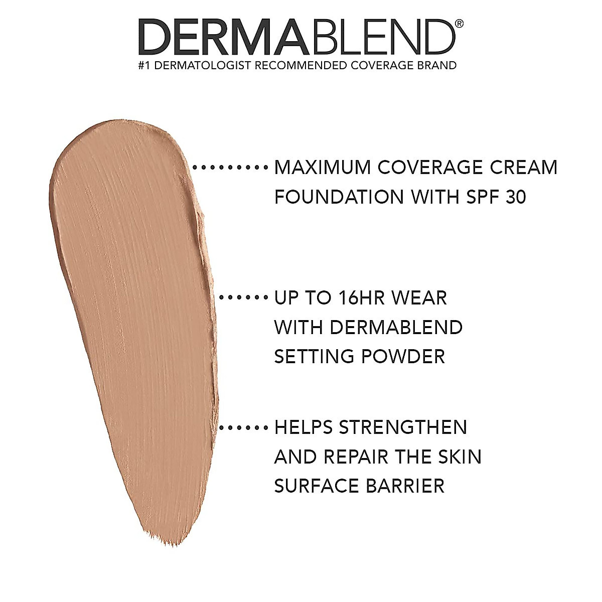Dermablend Cover Creme Full Coverage Foundation with SPF 30, 35W Tawny Beige, 1 oz.