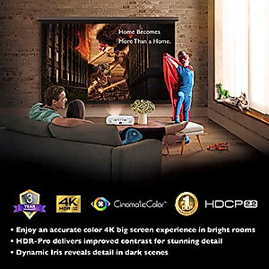 BenQ TK850 True 4K HDR-PRO Projector for Movies, Gaming & Sports - Low Input Lag for Most Games - Dynamic Iris - 3000 Lumens - 3D - 3 Year Industry Leading Warranty