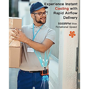 Cooling Waist Fan w/Steel Clip and Silicone Sleeve, Under Shirt Fan Clip On with Lanyard, 24H Personal Fan, 3 Speeds Cooling Belt Fan, 6000mah Rechargeable Body Fan for Outdoor, Travel