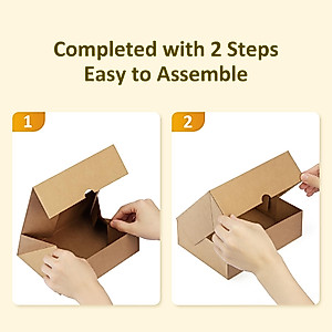 Eupako 8x6x2.5" Cookie Boxes with Window, Brown Gift Boxes for Presents , Auto Pop up Gift Box, Kraft Paper Pastry Boxes for Bakery, Cookies, Donuts, Candy - 25 Pack