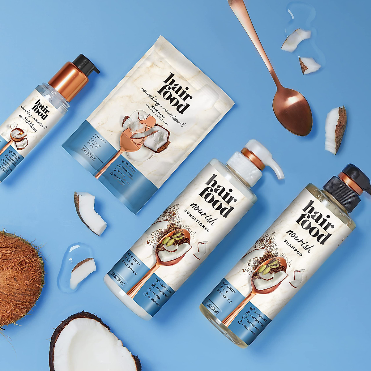 Hair Food Sulfate Free Hair Oil Dye Free Smoothing and Nourishing Treatment, Coconut, Hair Food, 3.2 FL OZ