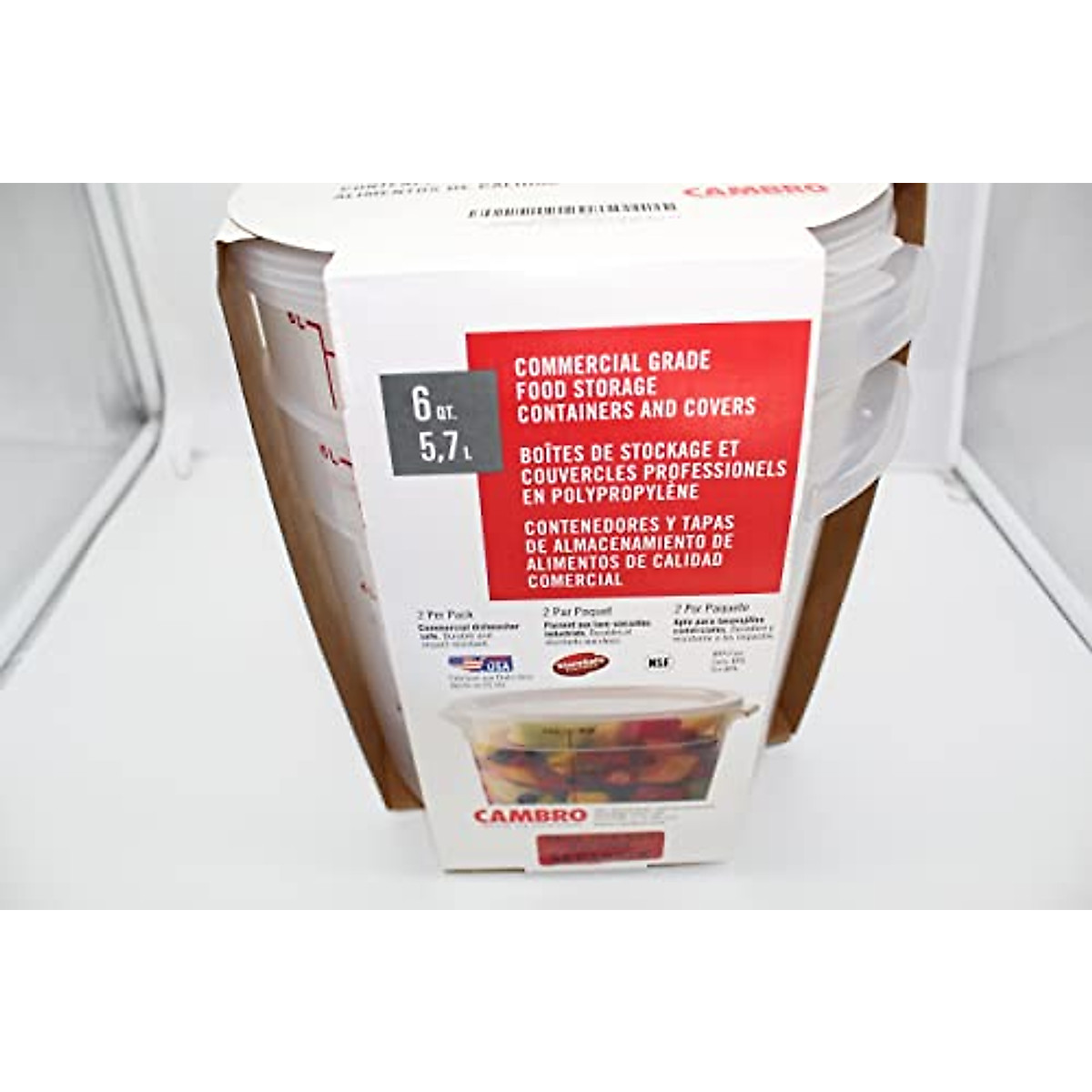 Studderz Cambro Commercial Grade Food Storage Containers (2) with Lids - 6qt Bundle, Red (6QT2PK)