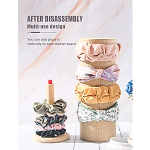 Coward T-Bar Beige Headband Holder Organizer,Hairband Display Stand,Hairband Storage Rack for Girls And Women (detachable yellow linen)