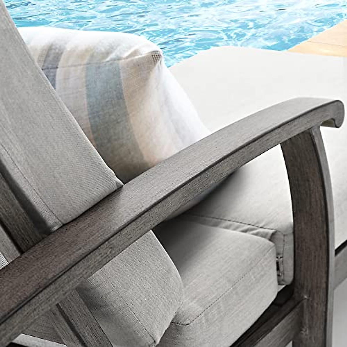 HAPPATIO Aluminum Patio Chaise Lounge Set 2 Pieces, Aluminum Patio Lounge Chair with Side Table, Pool Lounge Chair with Cushion, Outdoor Chaise Lounge Chair for Patio Deck Poolside (Gray)