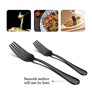 Teivio 24 Piece Silverware Set, Flatware Utensils Set Mirror Polished, Dishwasher Safe Service for 4, Include Knife/Fork/Spoon/Steak Knife/Wire Mesh Steel Cutlery Holder Storage Trays (Matte Black)