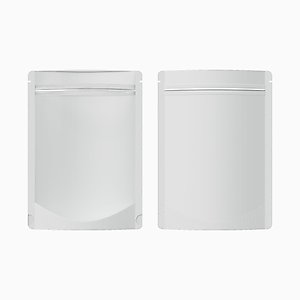 QQ Studio Pack of 100 Translucent Front Matte White Poly Plastic Resealable Bags (3.3oz (5" x 7"), White Stand-Up Pouch)