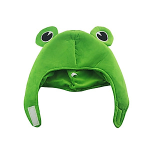 Soarsue Cute Plush Frog Hat Cap for Halloween Costume Cosplay Party (green)