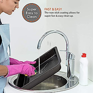 Perlli Baking Pan 8 Piece Set Nonstick Carbon Steel Gray Oven Safe Bakeware Kitchen Set, Cookie Sheet, 2 Round Cake Pans, Square Pan, Loaf Pan, Deep Dish Pan, Pizza Crisper, & 12 Cup Muffin Pan