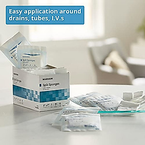 McKesson Split Sponges, 6-Ply Sterile, I.V. and Tracheostomy Dressings, Polyester / Rayon Blend, 2 in x 2 in, 35 Per Pack, 1 Pack