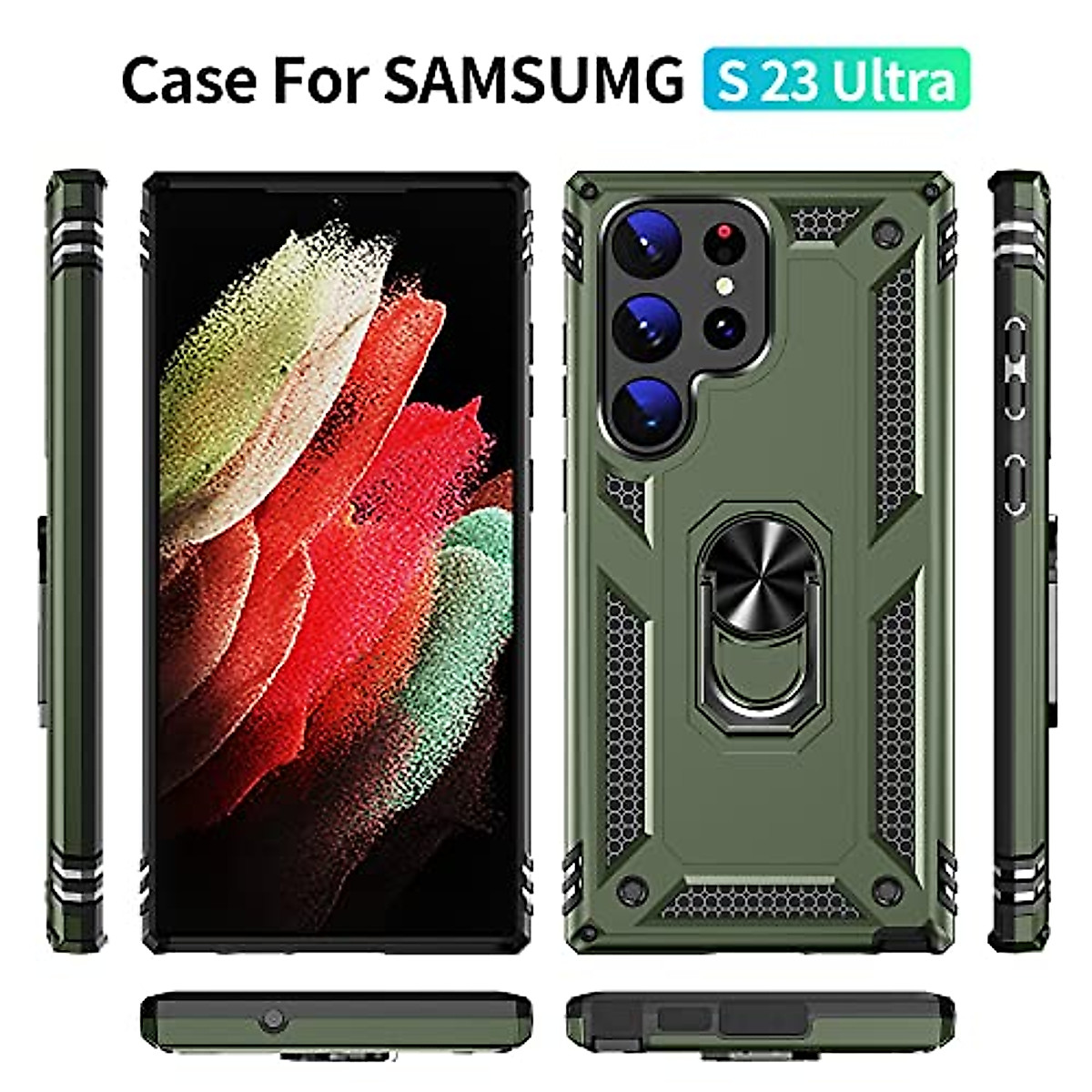 Korecase for Samsung Galaxy S9 Plus Case, Extreme Protection Military Armor Dual Layer Protective Ring Kickstand Olive Green