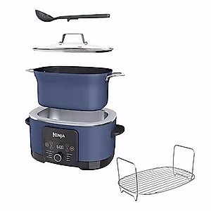 Ninja Foodi PossibleCooker PRO 8.5 Quart Multi-Cooker, with 8-in-1 Slow Cooker, Dutch Oven, Steamer & More, Glass Lid & Integrated Spoon, Nonstick, Oven Safe Pot to 500°F, Navy (Blue)