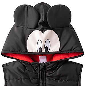 Disney Mickey Mouse and Pluto Boys Long Sleeve Shirt, Hooded Vest and Pants Set for Infant and Toddler