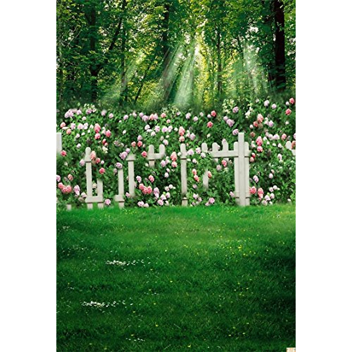 AOFOTO 6x9ft Romantic Garden Photography Studio Background Wedding Backdrop Spring Flowers Fence Meadow Grassland Girl Lovers Baby Kid Toddler Artistic Portrait Forest Photoshoot Props Video Drape