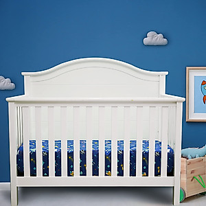 Astronaut Space Galaxy Baby Crib Sheet - Fitted Toddler Sheet Polyester Baby Sheet for Standard Crib and Toddler mattresses Nursery Bedding Sheet Crib Mattress Sheets for Boys 1 Pack - by UOMNY