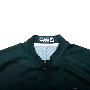 Mens Cycling Jersey Short Sleeves Mountain Bike Shirt MTB Top Zipper Pocket Reflective Green