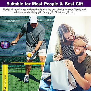 ENJOIN Pickleball Net Portable Outdoor - 22FT Regulation Size Set Driveway Pickleball Set with Net, Pickleball Nets and Accessories Included 4 Premium Wood Pickleball Paddles, 4 Outdoor Pickleballs