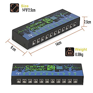 Caline CP-207 Guitar Pedal Power Supply, True Isolated Pedal Board Power Supply with 10 Totally Isolated DC 9V/12V/18V Outputs(100mA/300mA/500mA), Noiselessly