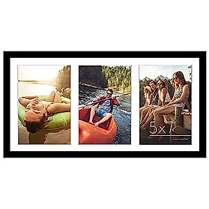 Americanflat 10x10 Collage Picture Frame in Black - Displays Four 4x6 Frame Openings - Engineered Wood & 8x16 Collage Picture Frame in Black - Displays Three 5x7 Frame Openings - Engineered