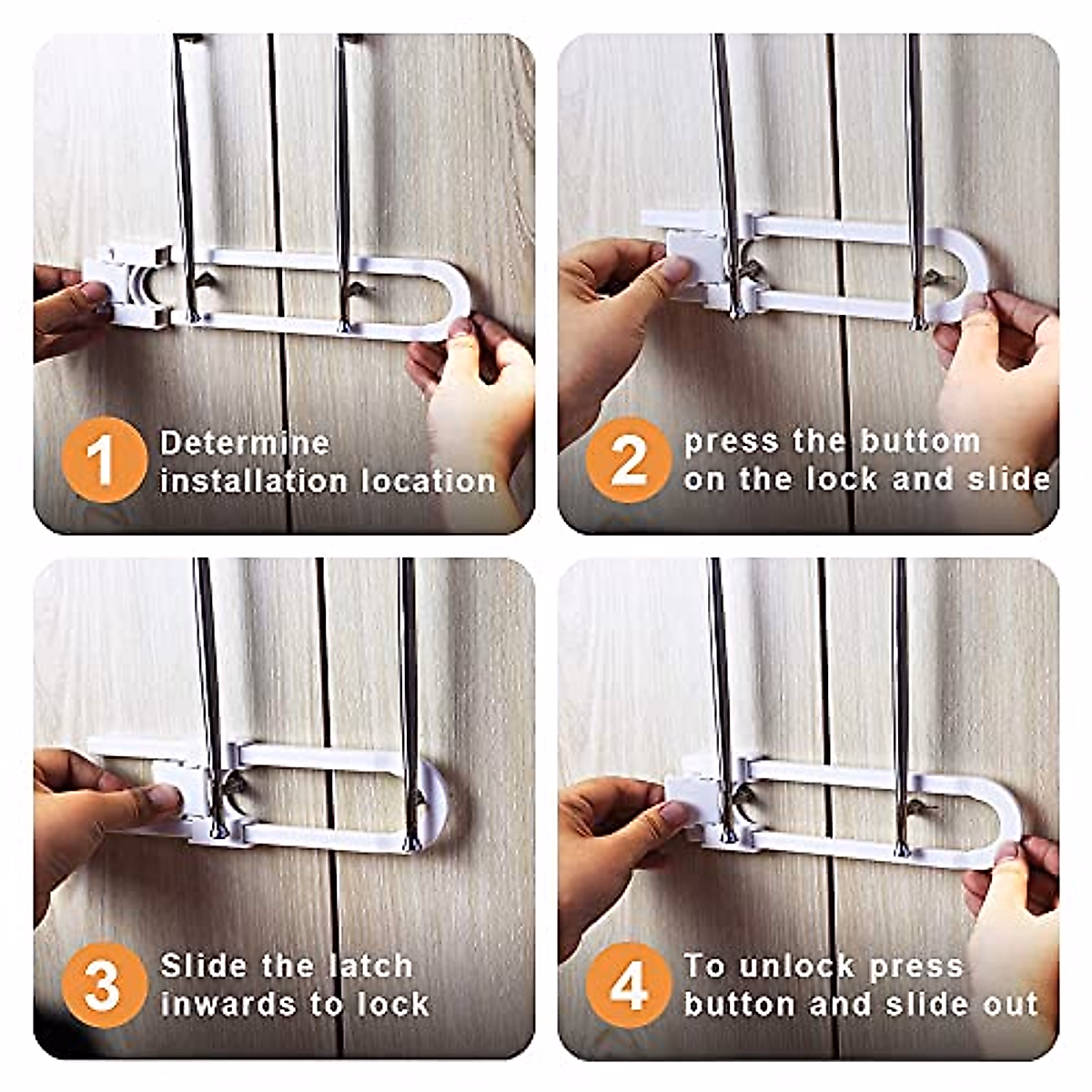 Sliding Cabinet Locks for Babies, 6 Packs Upgrade U-Shaped Sliding Child Locks for Cabinets, Child Proof Cabinet Latches, Multi-Purpose Adjustable Baby Proofing Cabinets