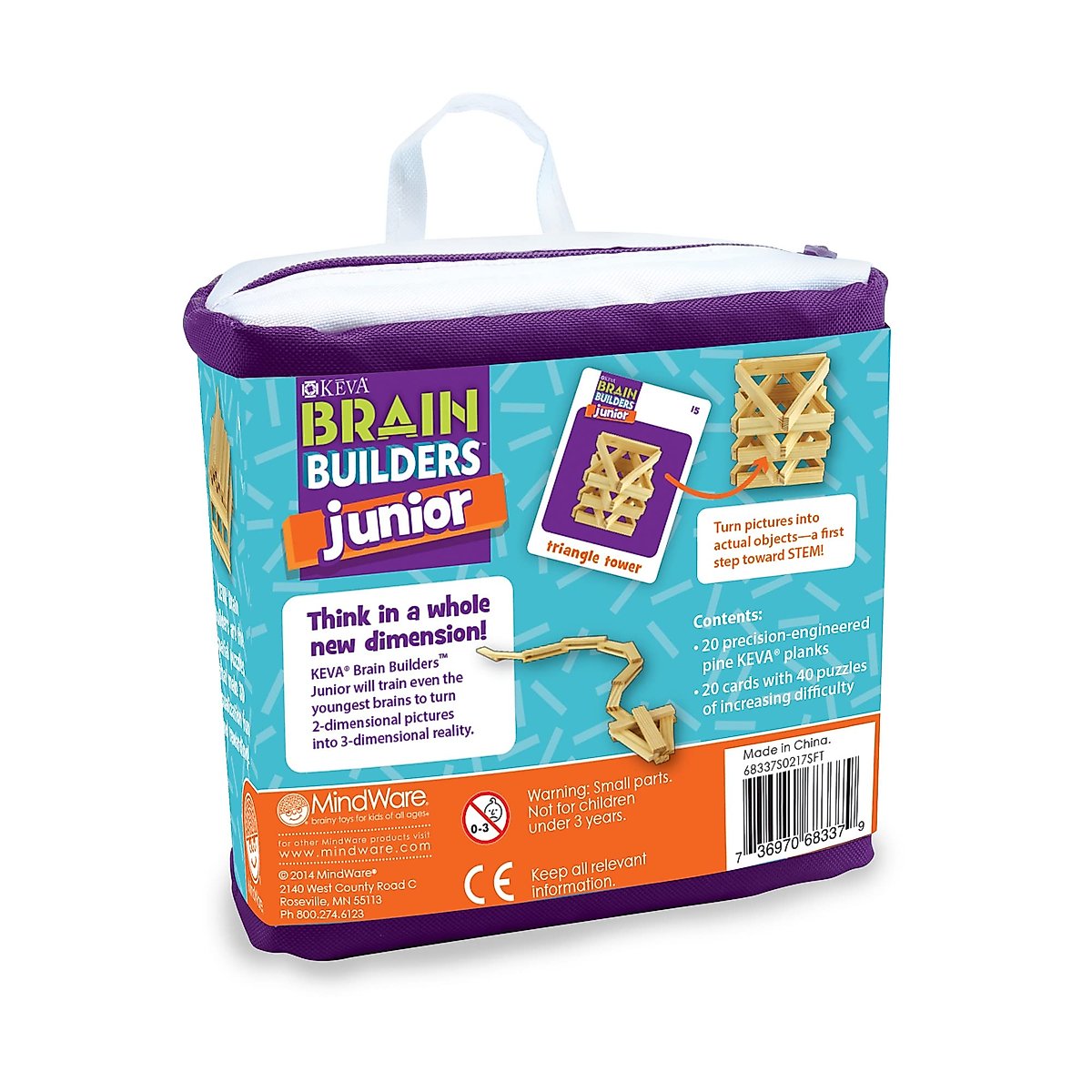 MindWare KEVA Brain Builders Set of 2: Original KEVA Brain Builders and KEVA Brain Builders Junior – Great Addition to STEM Building Toys and Classroom Games – 40 Planks & 70 Puzzles Total