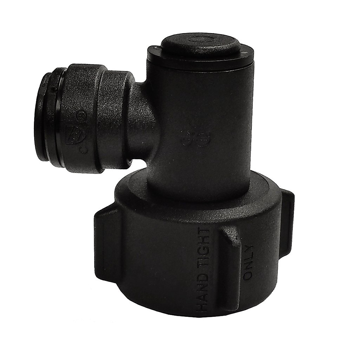 John Guest 3/4 Inch NH x 3/8 Inch OD ProLock Female Garden Hose Elbow, Push to Connect Plastic Plumbing Fitting, Black, NC2723P, 1 Count (Pack of 1)