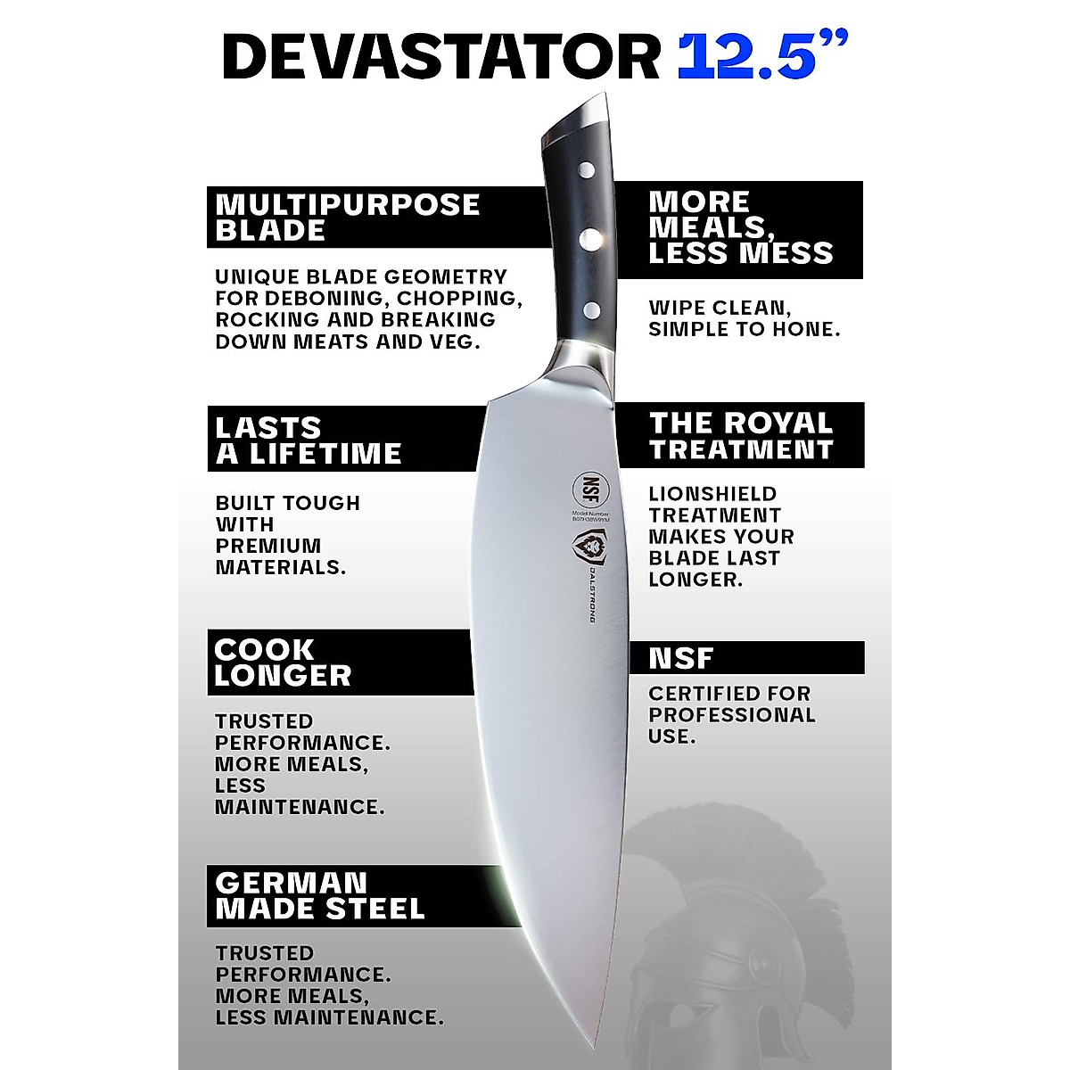 Dalstrong Giant Butcher Meat Cleaver Knife - 12.5"-Gladiator Series-The Devastator - Massive 4mm Thick-HC German Steel Kitchen Knife-Giftable Breaking Knife-w/Sheath