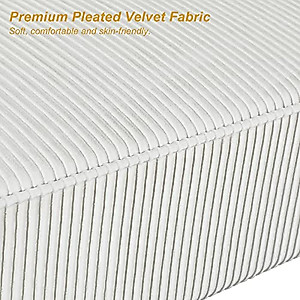 Taiweny Velvet Loveseat Small Sofa Couch, Modern Pleated Upholstered 2 Seater Love Seat Settee with Two Throw Pillows for Living Room Bedroom Apartment, 56” (Beige)