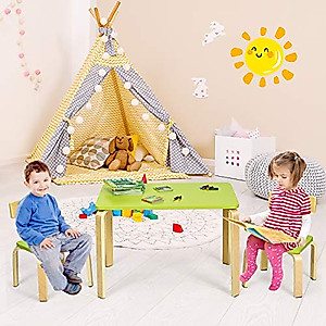 BETTARY Kids Bentwood Curved Back Table & Chair Set, Premium Toddlers Wood Furniture for Kids Reading, Arts, Crafts, Homework, Snack Time, Ideal for Daycares Playroom Home Classroom (Green)