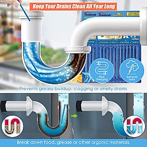 Drain Cleaner Sticks Drain Sticks for Clogs and Odors Powered Sticks for Clearing Grease, Fats, Oils, and Soap Scum from Your Drains