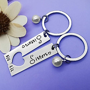 Big Sis Lil Sis Matching Keychain Set of 2 Gift for Big Sister Little Sister Best Friend Sister Gift for Big Sis Lil Sis from Sister Friendship Keychain Sister Keychains Family Jewelry
