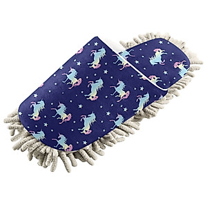 Horse Unicorn Starry Sky Mop Slippers Shoes Cover for Floor Cleaning Washable Dirty Hair Dust Cleaners Microfiber Mop Socks for House Kitchen Office