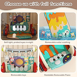 Baby Gym Play Mat Baby Animals Activity Gym for Sensory and Motor Skill Development, Language Discovery, Thicker and Non Slip Baby Play Gym Mat for Babies and Toddlers