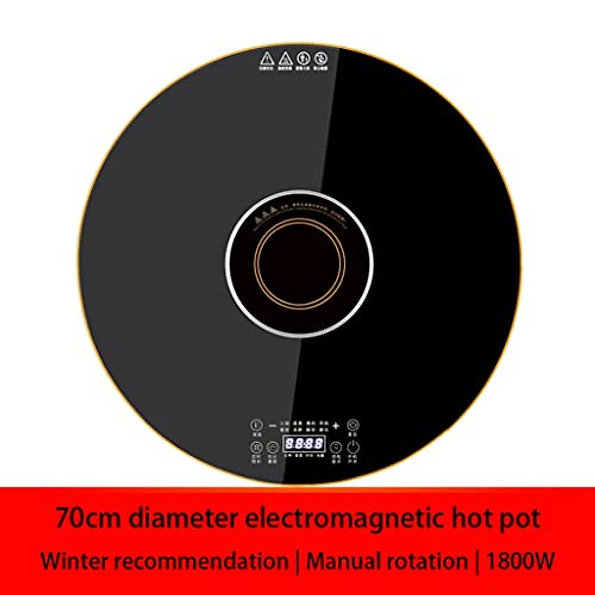 Food and Plate Warming Tray Electric Warming Tray with Adjustable Temperature Control 360° Rotation Glass Top Hot Plate Food Warmer Buffets Server for Party (1800w)