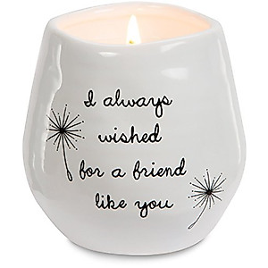 Pavilion Gift Company 77114 Plain Dandelion Always Wished for a Friend Like You White Ceramic Soy Serenity Scented Candle