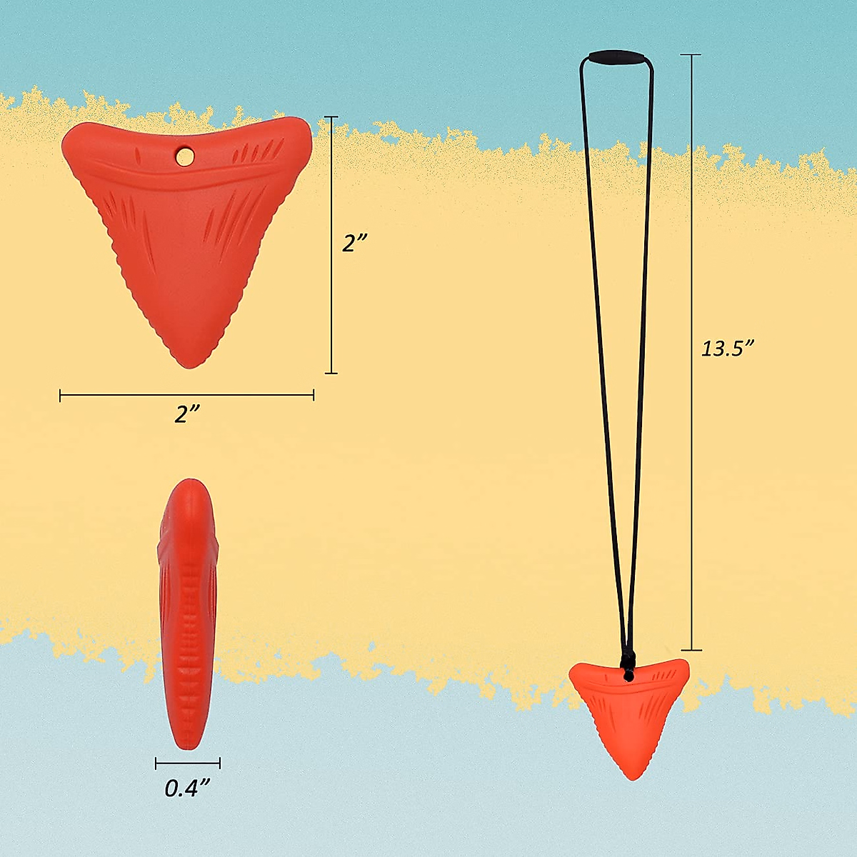 Sensory Chew Necklace for Kids and Adults, Shark Tooth Chew Necklaces for Boys Girls with Autism, ADHD, Fidgeting Needs, Sensory Chew Toys for Kids 4 Pack