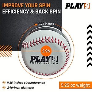 SHOP PLAY 9 Play9 Baseball Training Ball - Leather Baseball Pitching & Throwing Trainers - Spin Ball for Pitchers & Catchers, Youth & Adult (2 Seams)