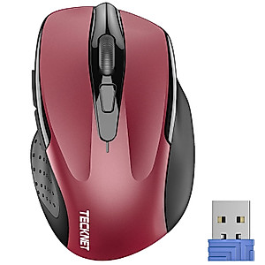 TECKNET Wireless Mouse, 2.4G Ergonomic Optical Mouse, Computer Mouse for Laptop, PC, Computer, Chromebook, Notebook, 6 Buttons, 24 Months Battery Life, 4000 DPI, 6 Adjustment Levels
