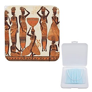 Lightweight Masks Storage Box, African Tribal Woman Print Stylish & Portable Masks Holder, Modern Mask Case Mask Protection Box Compact Mask Case