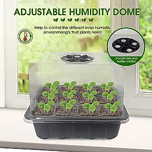 Lawntial 6-Pack Seed Starter Tray with Adjustable Humidity Dome and Base Plant Seed Starter Kit, Indoor Greenhouse, Mini Greenhouse, Seedling Starter Trays for Seeds Growing Starting