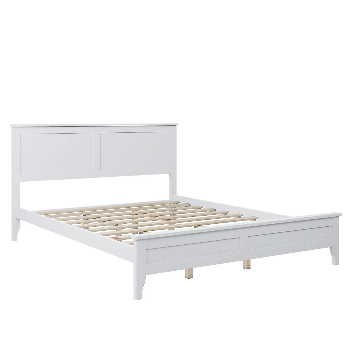 LZ LEISURE ZONE Queen Size Platform Bed, Modern Solid Wood Queen Platform Bed Frame, No Box Spring Needed, White