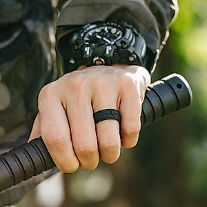 ThunderFit Silicone Wedding Rings for Men, Rubber Engagement Bands 9mm Wide 2mm Thick (Forest and Mountains - Grey A, Black, Dark Blue B, Olive Green - Size 10.5-11 (20.6mm))