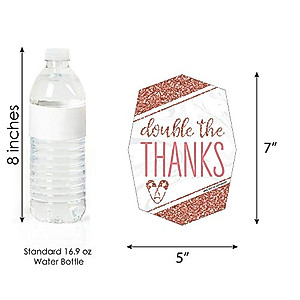 Big Dot of Happiness It's Twin Girls - Shaped - Pink and Rose Gold Baby Shower Thank You Note Cards with Envelopes - Set of 12