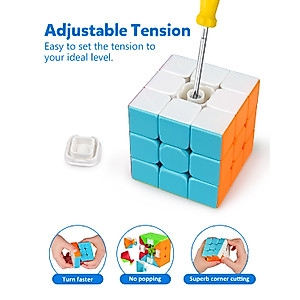 Coogam Qiyi Speed Cube Bundle 2x2 3x3 Magic Cube Set Qidi s 2x2 Warrior W 3x3 Stickerless Puzzle Toy Pack