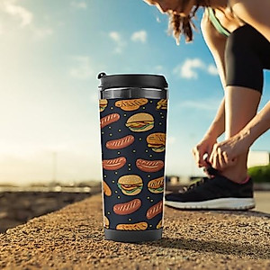 Hot Dogs Chicken Drumsticks Burgers Travel Coffee Mug Reusable Insulated Drinking Cup with Lid for Home Outdoor Works 13 Oz