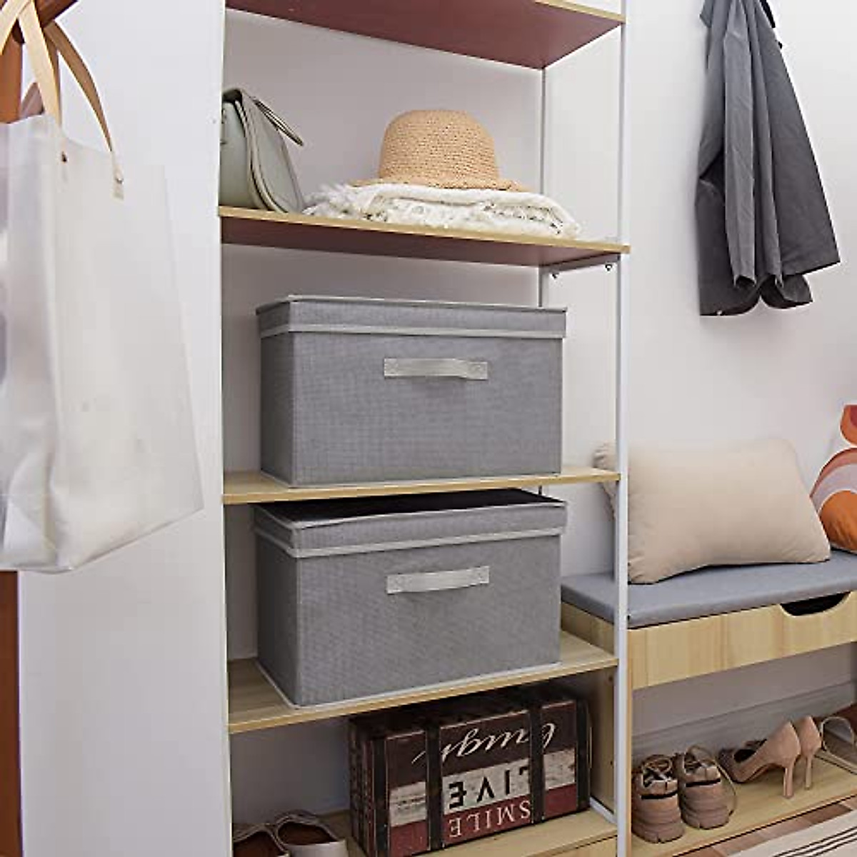 GRANNY SAYS Bundle of 2-Pack Closet Bins with Lids for Storage & 2-Pack Socks Storage Organizers