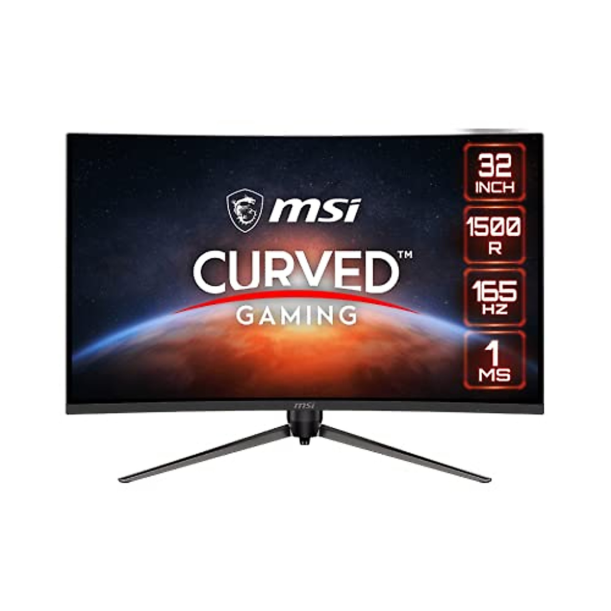 MSI AG321CR, 32" Gaming Monitor, 1920 x 1080 (FHD), VA, 165Hz, FreeSync Premium, HDR Ready HDMI, Displayport, Tilt, Swivel, Height Adjustable,Pivot