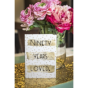 Red Door Inspirations 90 Years Loved, 90th Birthday Card, 5x7 Large Card - includes Card & Envelope