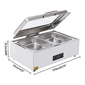 Electric Chafing Dishes - Stainless Steel Buffet Servers 9QT Food Warmer Commercial Chafing Dishes Temp Display Stainless Clear Lid&Handle for Catering (Steel A)